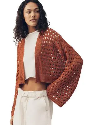 Anthropologie Crochet Cardigan - Rust