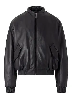 424 Leather Bomber Jacket - Black