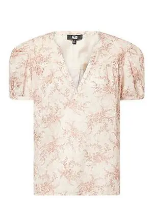 Paige Marlena Floral Cotton Top - Bone/sunset