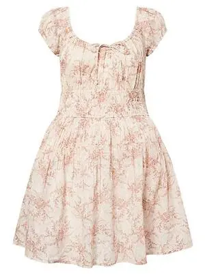 Paige Rosewood Floral Cotton Mini Dress - Bone/sunset