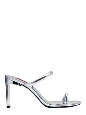 SIMONMILLER Metallic Pipe Heel Sandals - Silver
