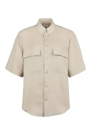 TOD'S Linen Short Sleeve Shirt - Beige