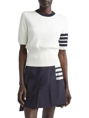 Thom Browne Hector Short Sleeve Sweater - White