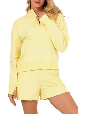 THREADS 4 THOUGHT Kindra Embroidered Dot Quarter Zip Top - Lemonade/ecru