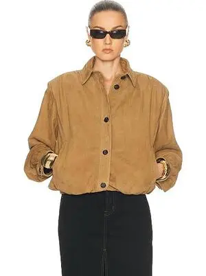 Saint Laurent Suede Bomber Jacket - Tabac