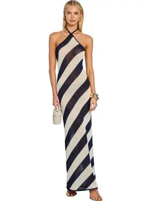 SEROYA Dree Knit Maxi Dress - Navy/eggshell