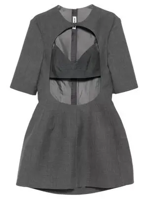 JIL SANDER Twill Cut-out Mini Dress - Grey