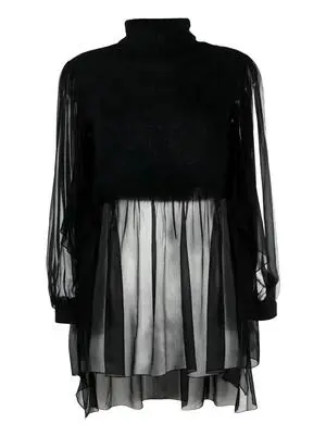 Alberta Ferretti Panelled Roll Neck Jumper - Black
