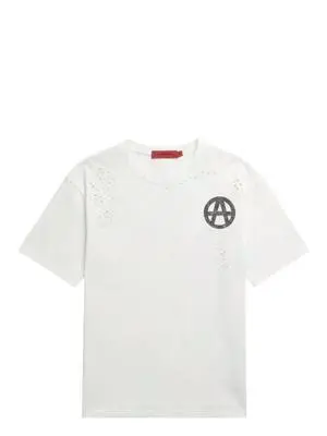 ACUPUNCTURE 1993 Anarchy Distressed Logo-print T-shirt - Neutrals