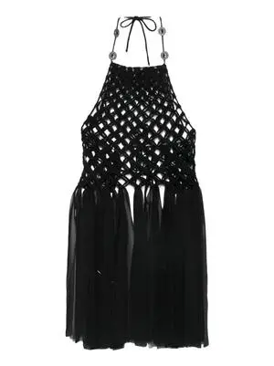 Pinko Macramé-knit Top - Black