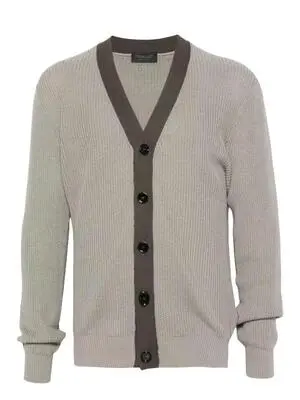 DONDUP Ribbed-knit V-neck Cardigan - Neutrals