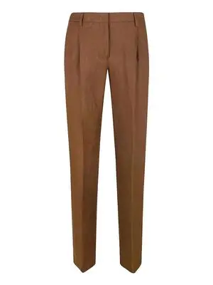 LARDINI Pleated Pressed-crease Trousers - Brown