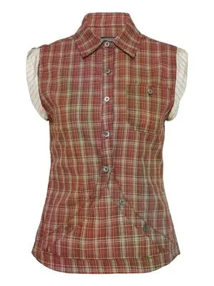 Andersson Bell Check-pattern Sleeveless Shirt - Red