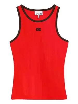 GANNI Logo-detail Tank Top - Red