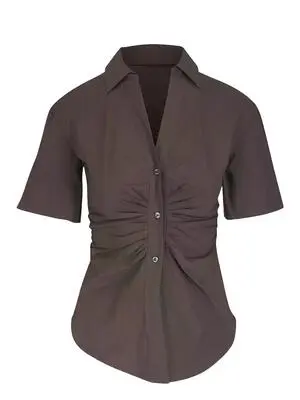 Veronica Beard Devra Ruched Blouse - Brown