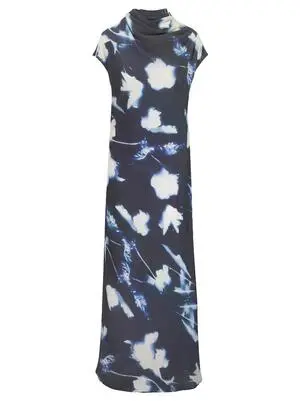 Lela Rose Floral-print Cowl-neck Maxi Dress - Blue