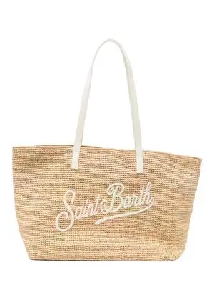MC2 SAINT BARTH Raffia Logo-patch Shoulder Bag - Neutrals