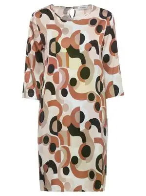 KANGRA Abstract-print Three-quarter-sleeve Dress - Multicolour