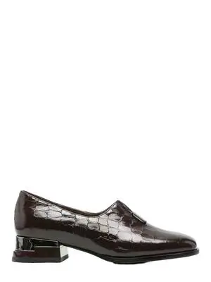 LINDA BAUMANN Croc-effect Block-heel Loafers - Brown