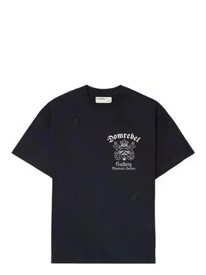 DOMREBEL Keys Graphic-print Distressed-effect T-shirt - Blue