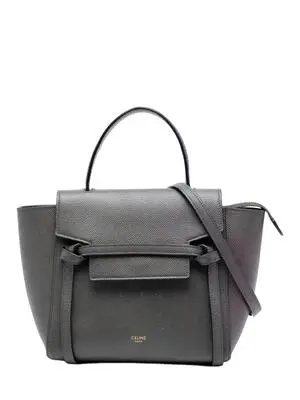 Celine 2020 Nano Grained Calfskin Belt Bag Satchel Grey