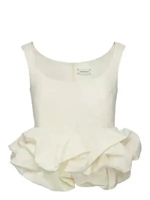 Magda Butrym Ruffled Peplum Blouse - Neutrals