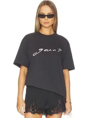 GANNI Heavy Cotton Jersey Relaxed Fit T-shirt - Phantom