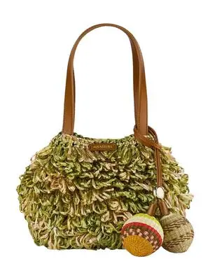 AQUAZZURA Mini Pom Pom Tote Bag - Neutrals