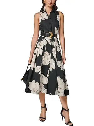 Donna Karan New York Belted A-line Dress - Black Multi