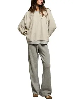 PERFECTWHITETEE Ziggy Reverse Fleece Oversized Sweatshirt Heather Grey