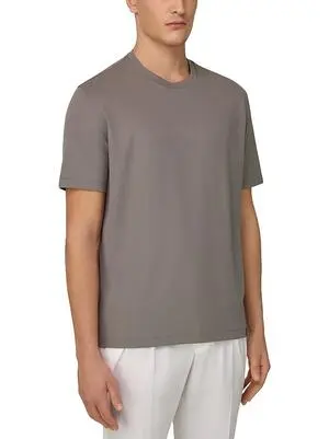 Boggi Milano Cafe Pique Crewneck T-shirt - Mud