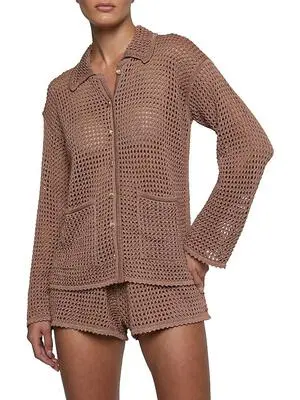 L'Agence Mariana Pointelle Knit Sweater - Hazelnut