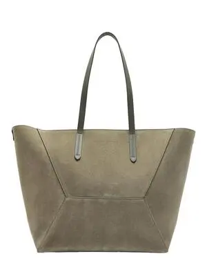 Brunello Cucinelli Medium Suede Tote Bag - Sand
