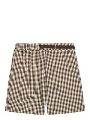 Moncler Gingham Cotton-blend Shorts - Grey