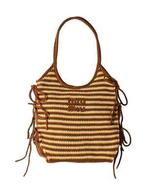 Miu Miu Ivy Crochet Bag - Cognac/yellow