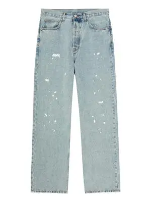 ASKYURSELF Paint Splatter Straight-leg Denim Jeans - Blue