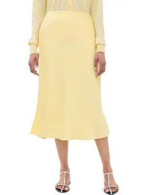 JIL SANDER Satin Midi Skirt - Pastel Yellow