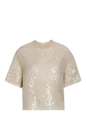 Brunello Cucinelli Embellished Silk Blouse - Silver