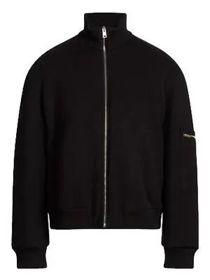 MSGM Bomber Jacket In Virgin Wool And Polyamide - Black