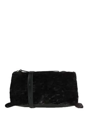 JIL SANDER Leather Cross-body Bag With Shearling - Black