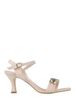 NILA & NILA Embellished Spool Heel Sandals - Beige