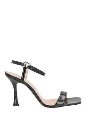 INUOVO Patent Leather Square Toe Heeled Sandals - Black