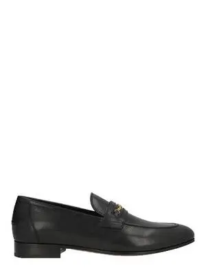 Valentino Garavani Leather Loafers With Gold Tone Chain Detailing - Black