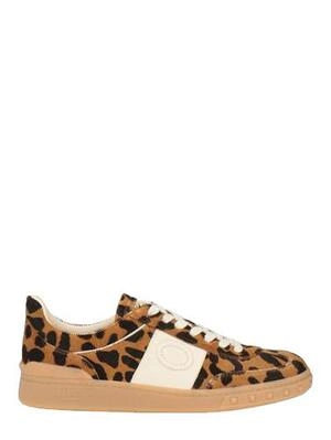 Valentino Garavani Low-top Leopard Print Calf Hair Sneakers - Light Brown