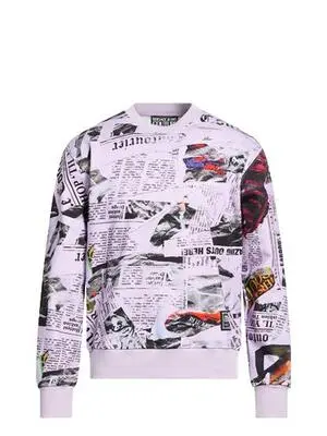 Versace Multicolor Newspaper Print Cotton Sweatshirt - Lilac