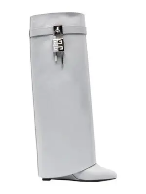 Givenchy Shark Lock 85mm Leather Boots - Grey