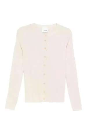 ALLUDE Ribbed Cardigan - Neutrals