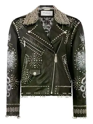 Philipp Plein Studded Biker Jacket - Black
