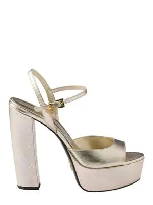Prada Ankle-strap Platform Sandals - Gold