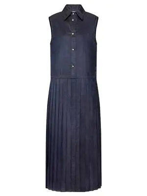 Thom Browne Pleated Midi Dress - Blue